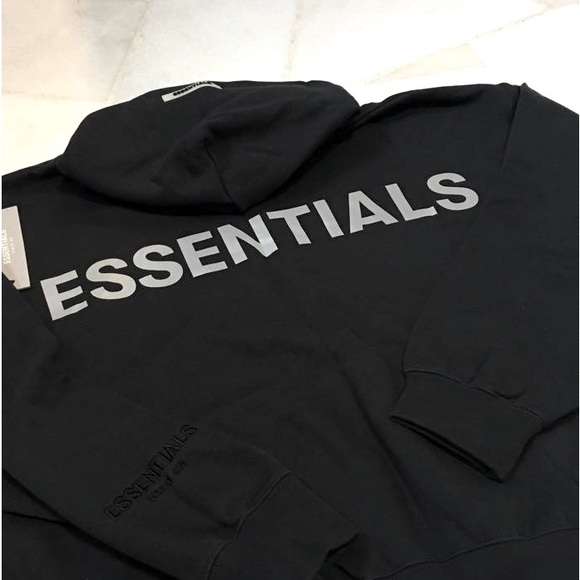Essentials | Shirts | Essentials Fog Black Holographic Med Hoodie ...